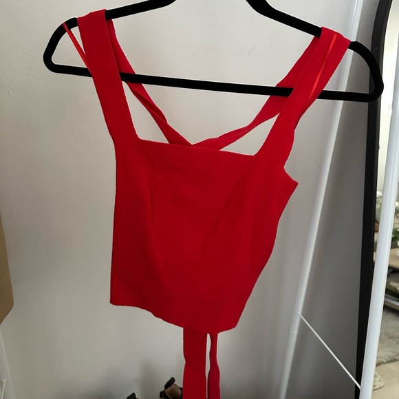 Pitaya | Tops | Backless Red Woven Crop Top | Poshmark